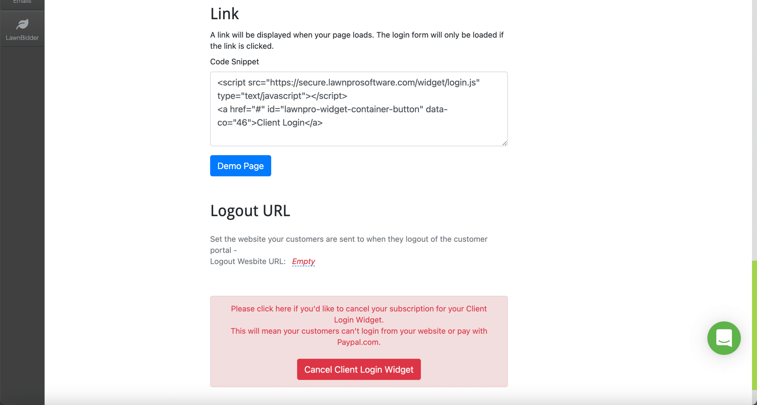 Client Login Widget – LawnPro Software Help