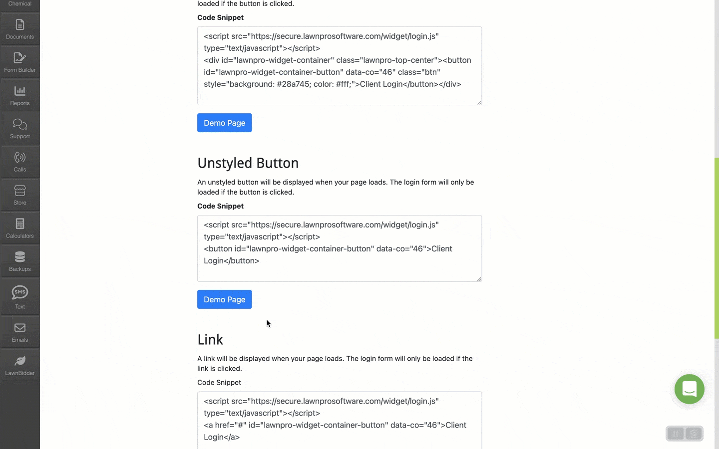 Client Login Widget – LawnPro Software Help