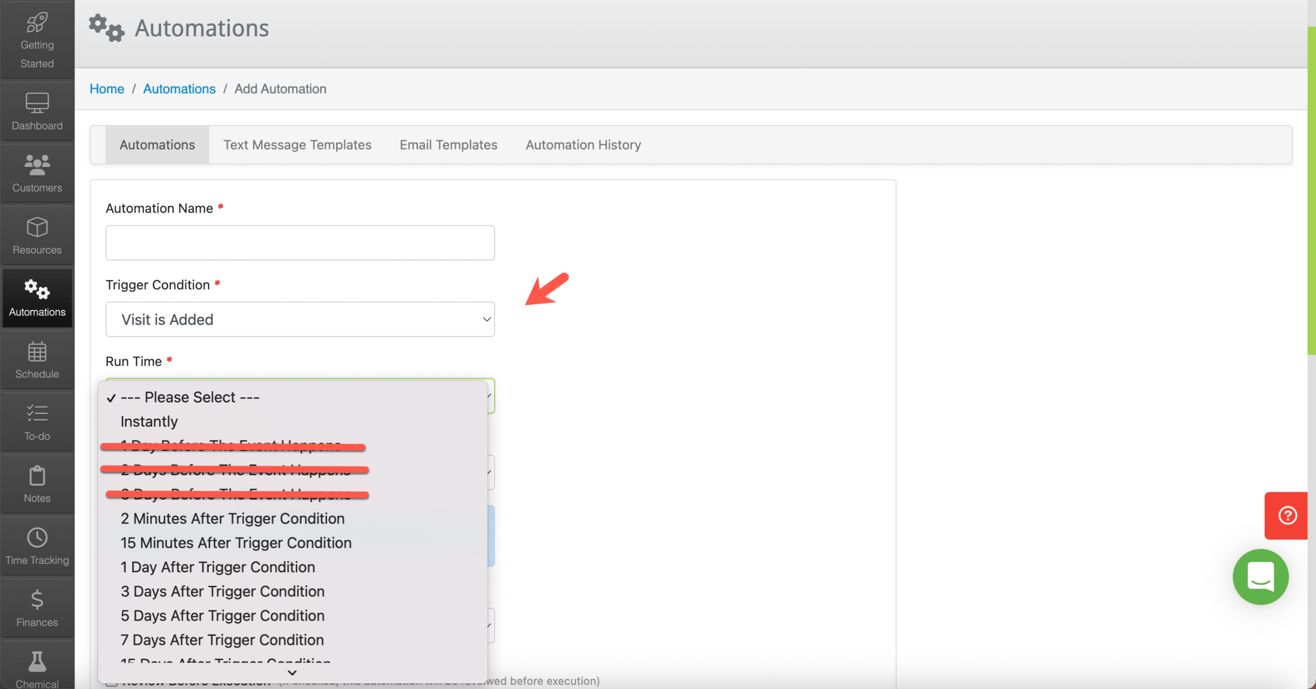 Automation Trigger Conditions Lawnpro Software Help