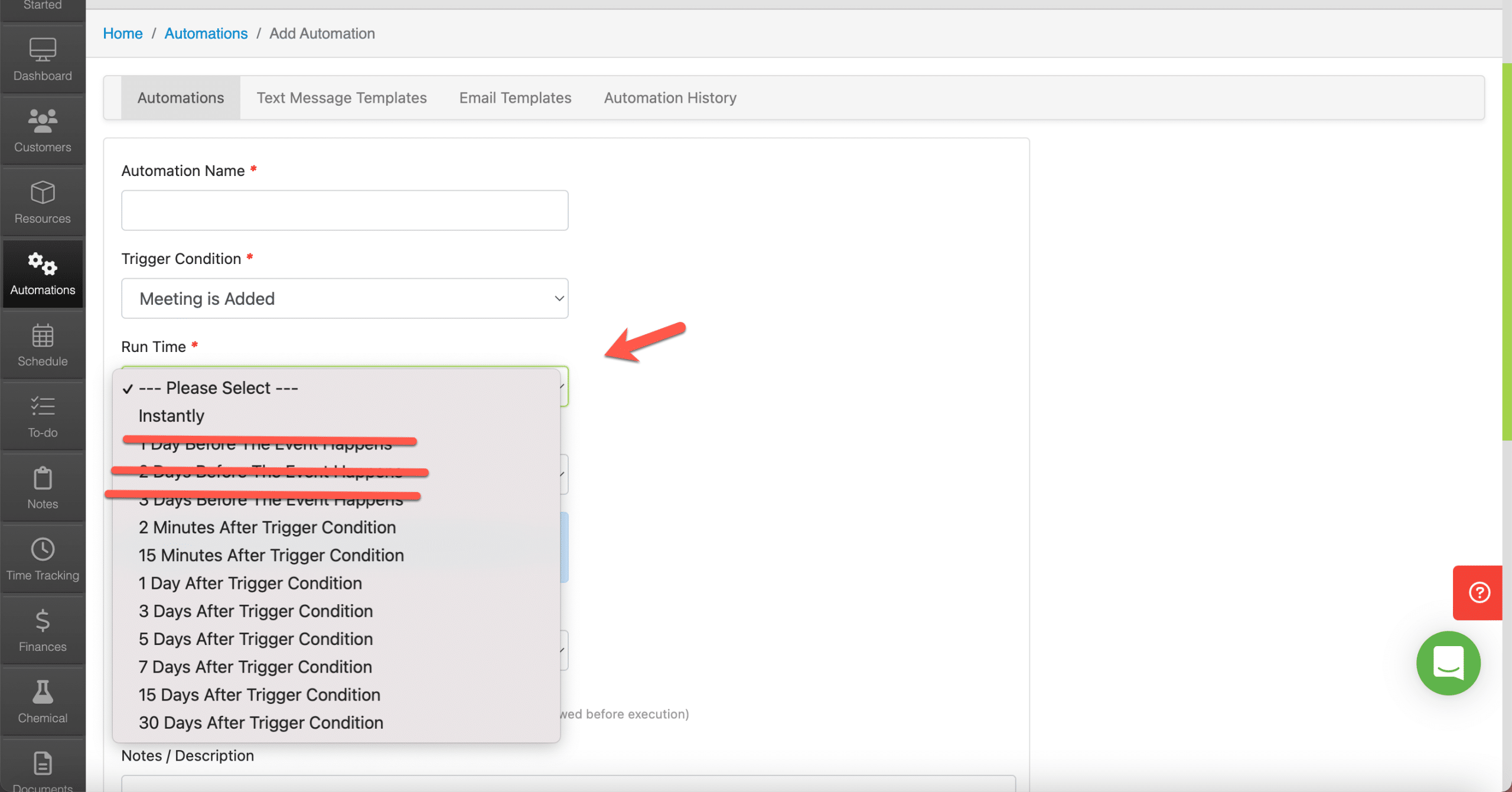 Automation Trigger Conditions – LawnPro Software Help