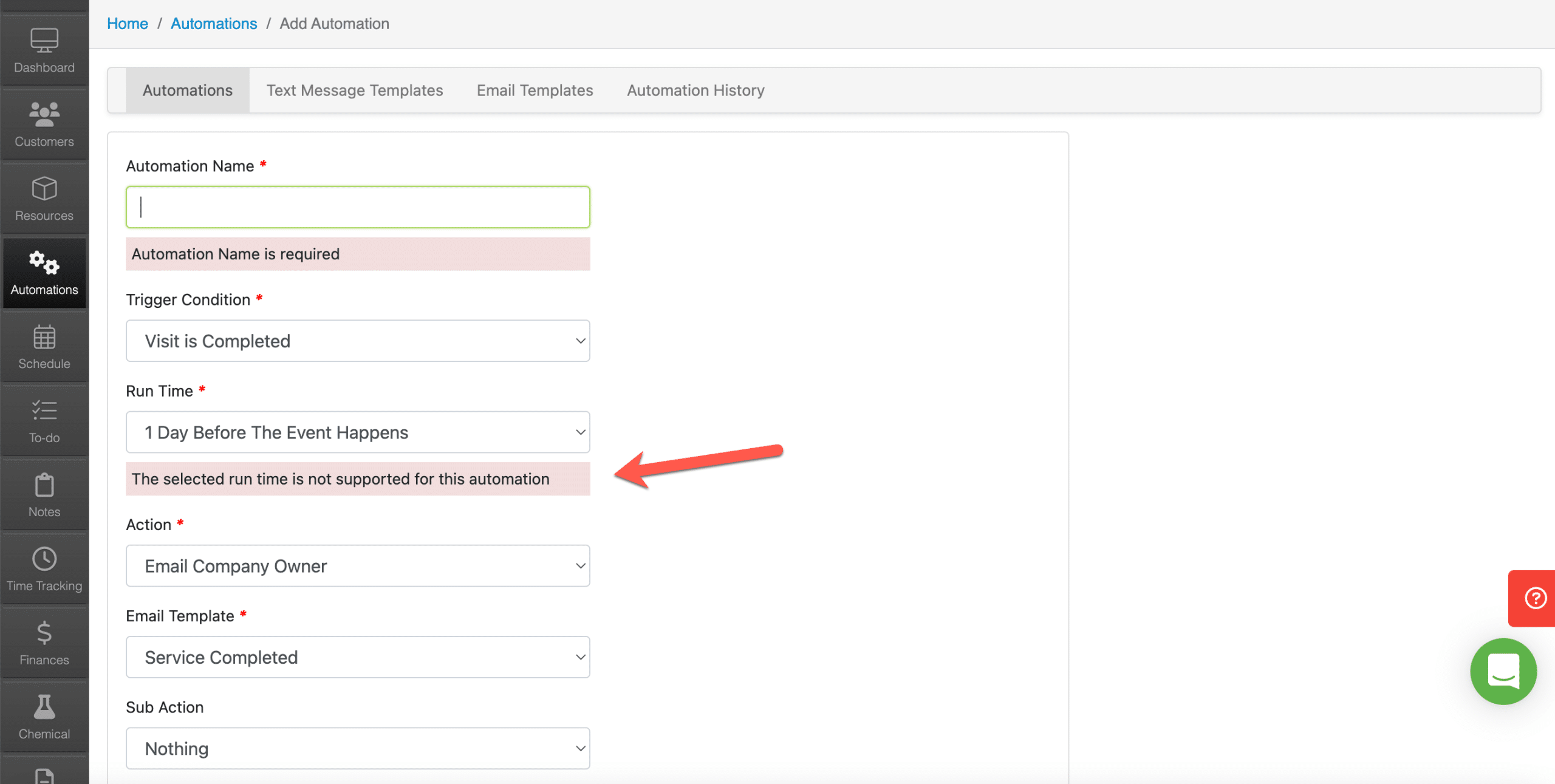 Automation Trigger Conditions Lawnpro Software Help