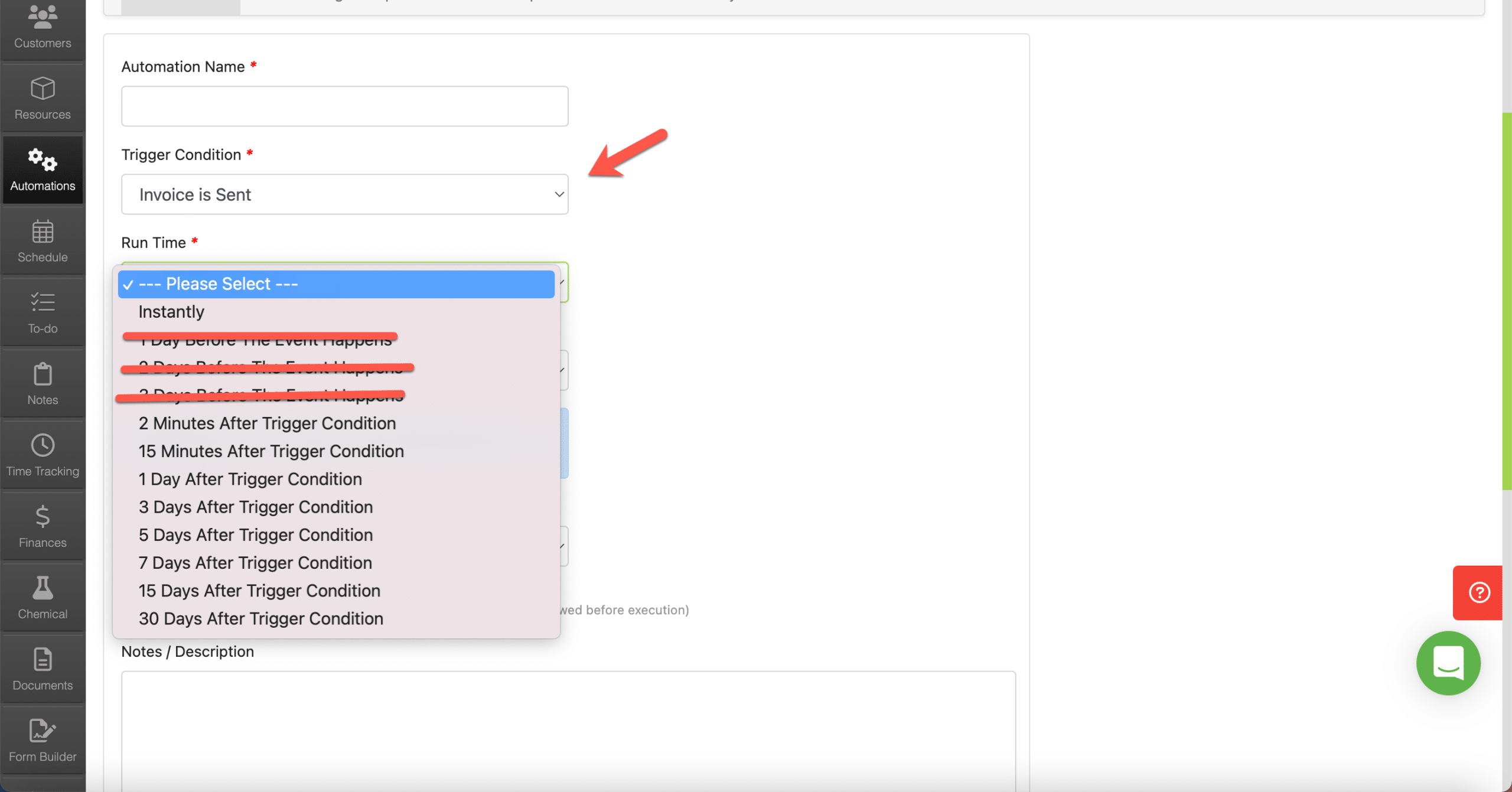 Automation Trigger Conditions Lawnpro Software Help