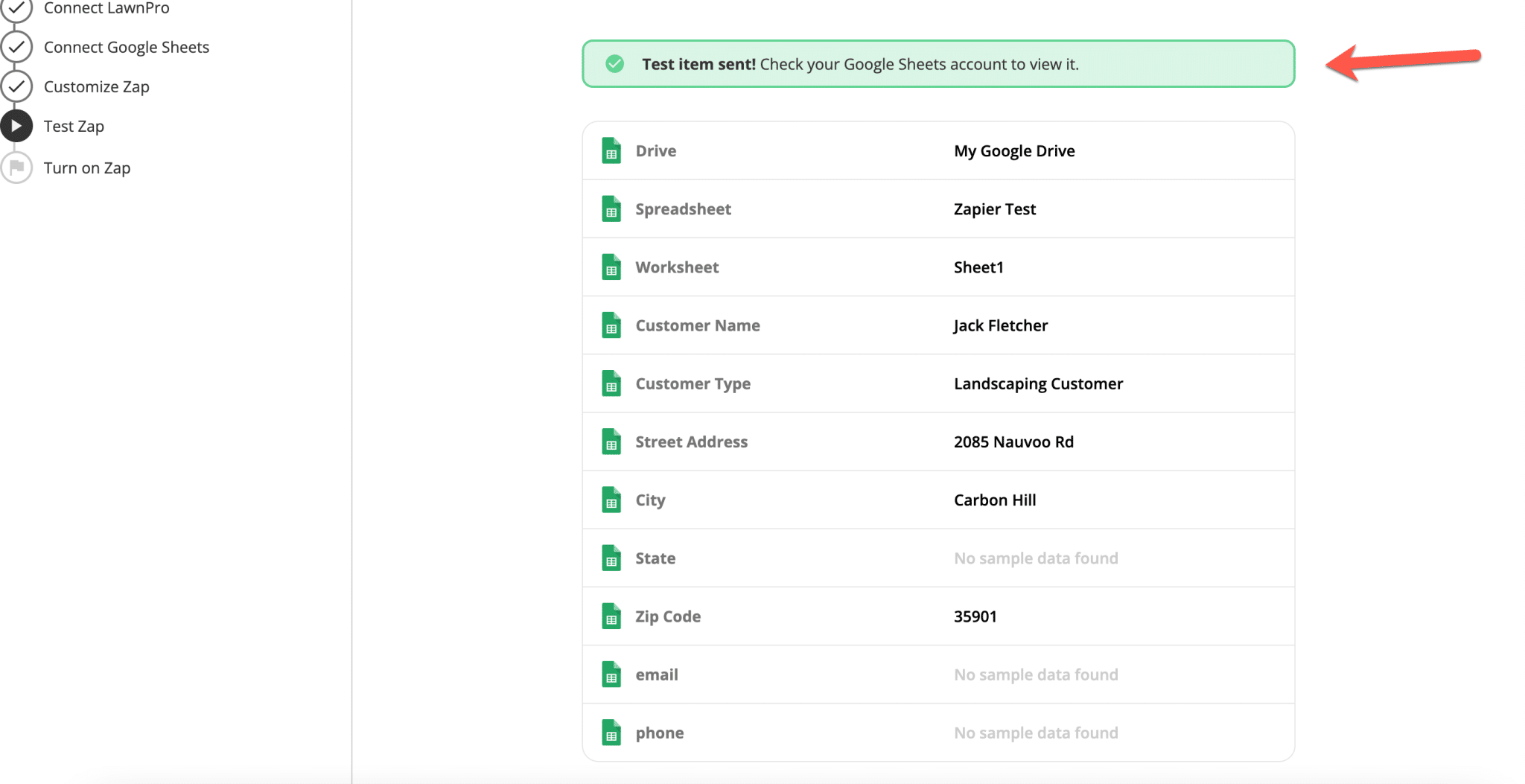 Example of Setting Up a Zap – LawnPro Software Help