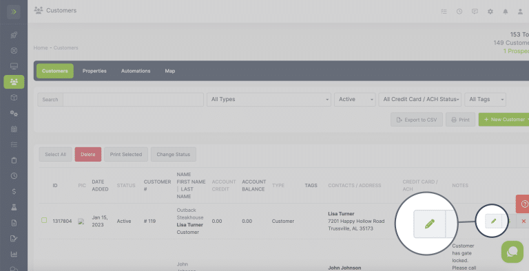 Change Customer Status – LawnPro Software Help