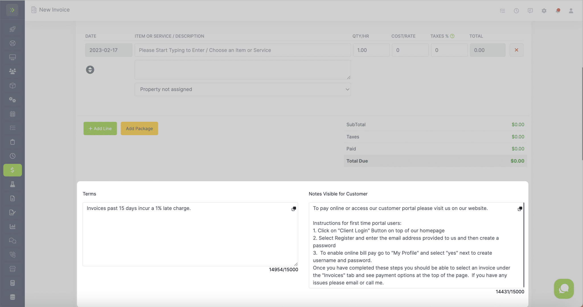 Creating an Invoice – LawnPro Software Help