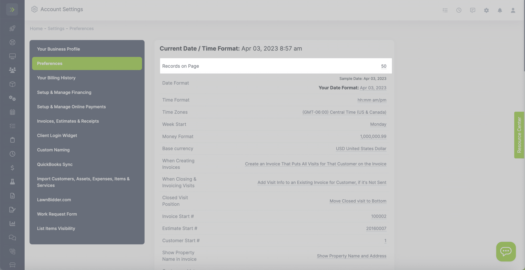 Preference Settings – LawnPro Software Help